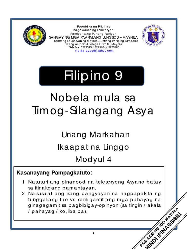 FILIPINO-9 Q1 Mod4 | PDF