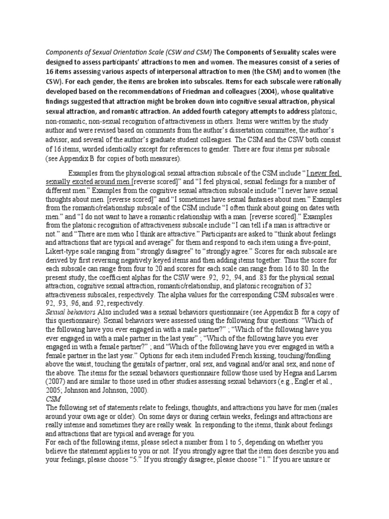 Components of Sexual Orientation Scale (Repaired) | PDF | Sexual ...