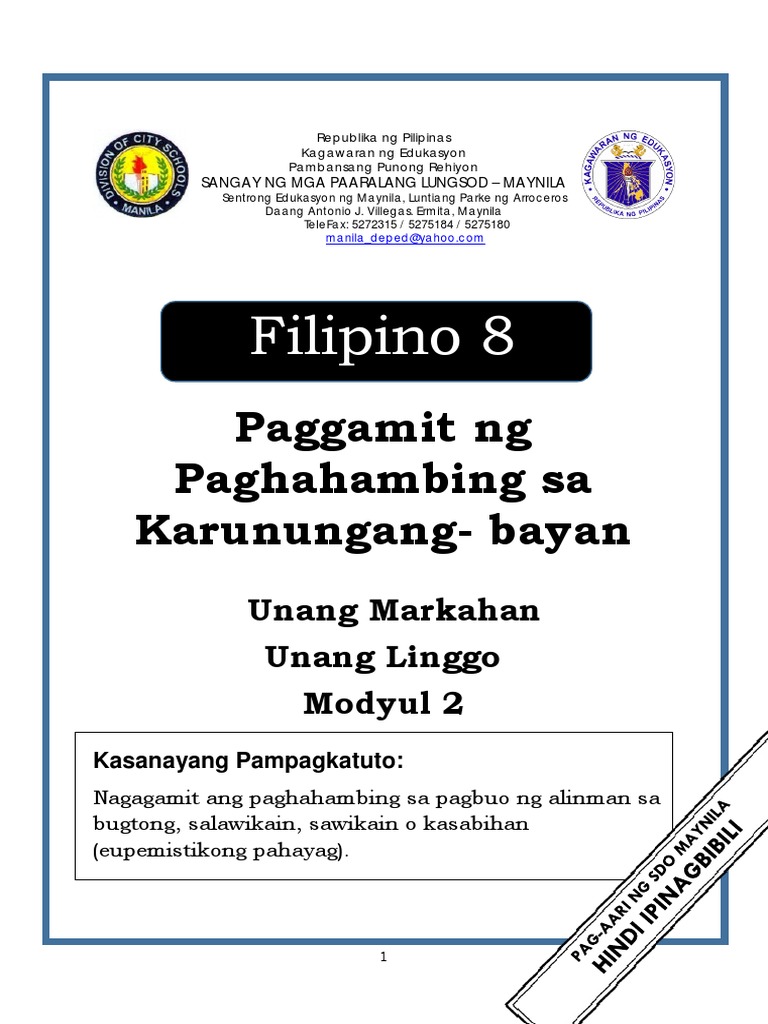 FILIPINO-8 Q1 Mod2 | PDF