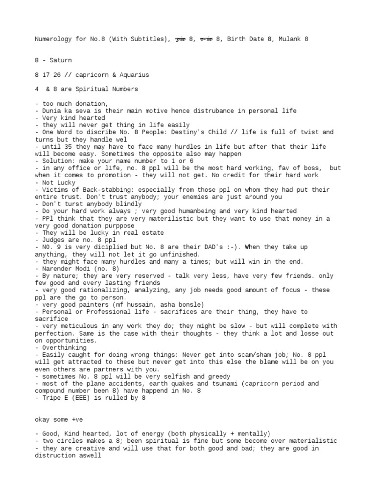 Number 8 - Numerology | PDF