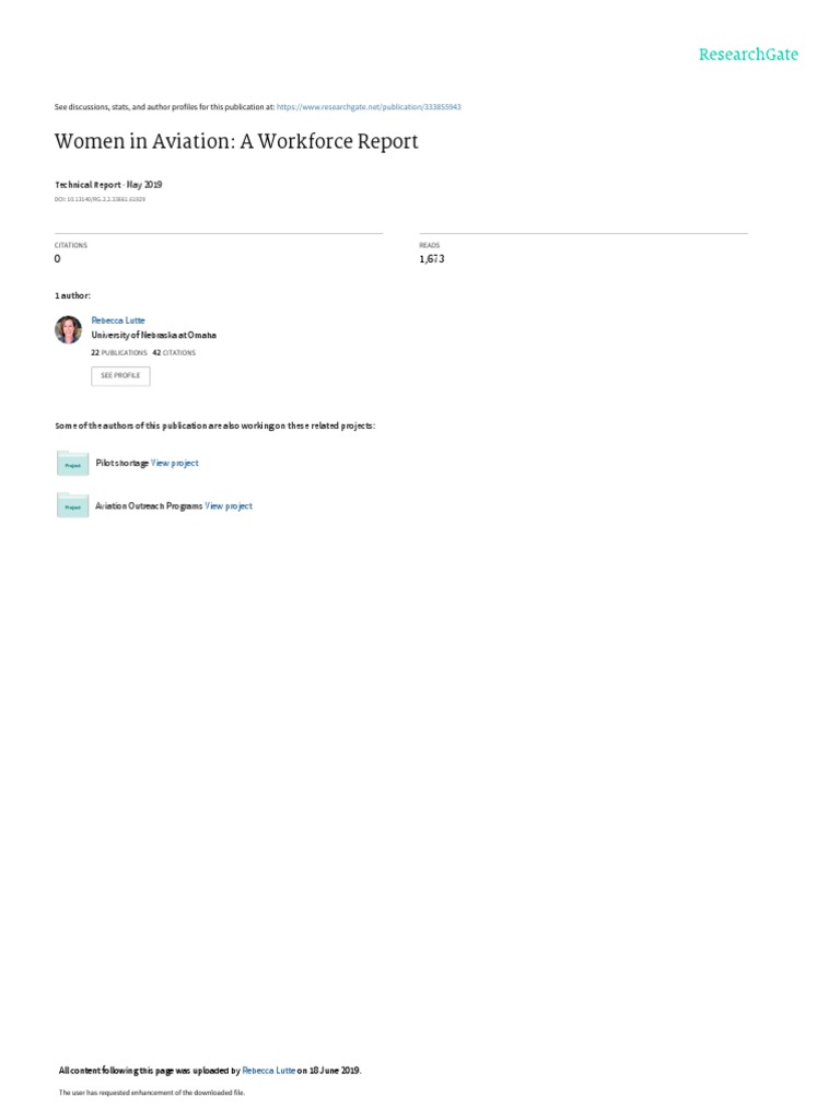 Women in Aviation: A Workforce Report | PDF | Flight Instructor ...