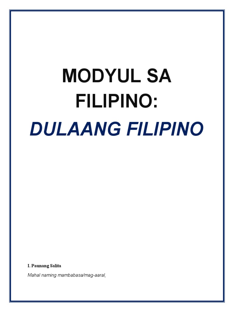 Dulaang Filipino Modyul | PDF