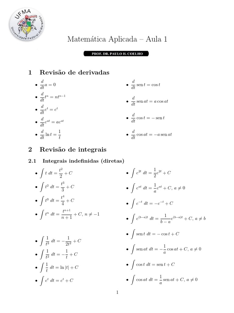 Matematica Aplicada - Aula 01 | PDF