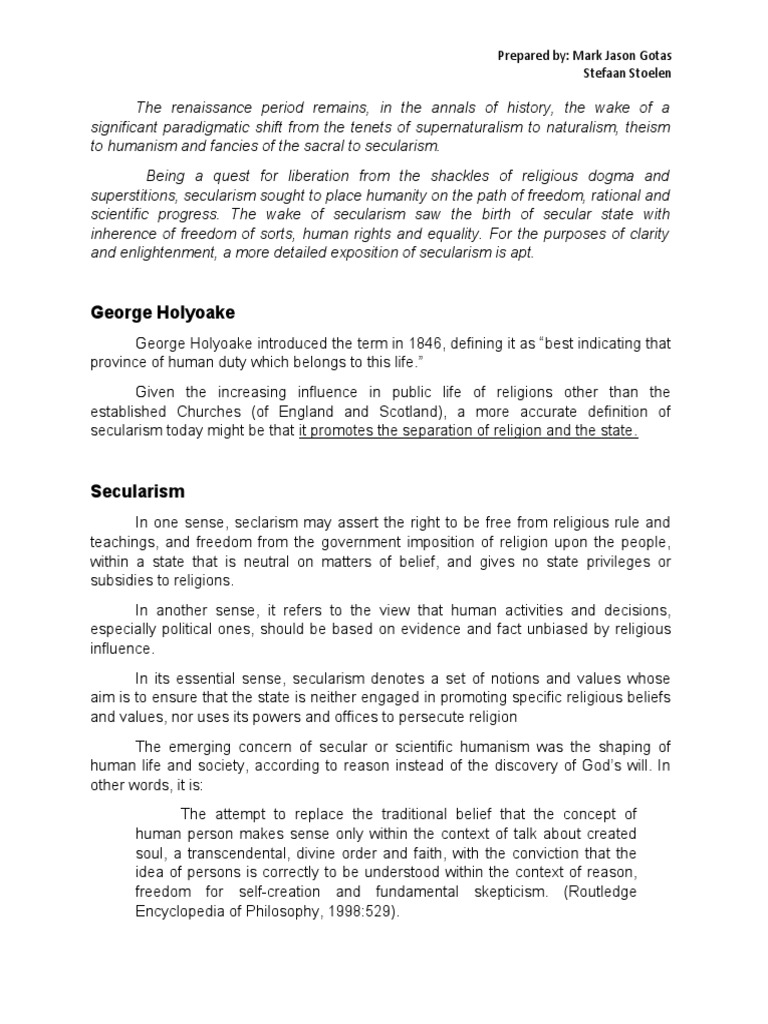 George Holyoake: Prepared By: Mark Jason Gotas Stefaan Stoelen | PDF ...