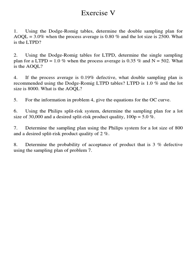 Sampling Plans for Quality Control | PDF