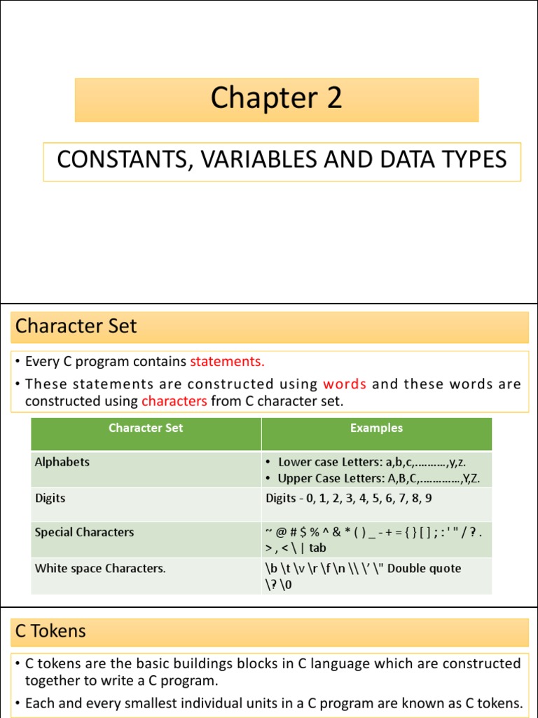 Constants, Variables and Data Types | PDF | String (Computer Science) | Reserved Word