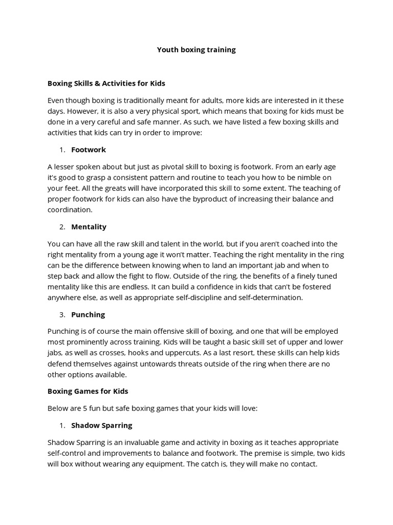 Youth Boxing Training | PDF | Sports