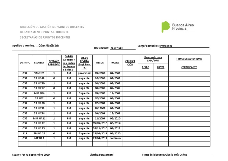 Formulario 354 Antiguedad | PDF
