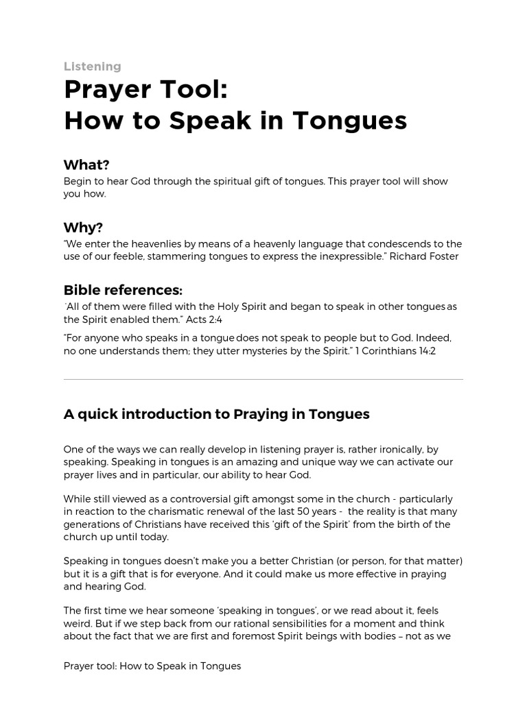 How To Speak in Tongues | PDF | Glossolalia | Prayer