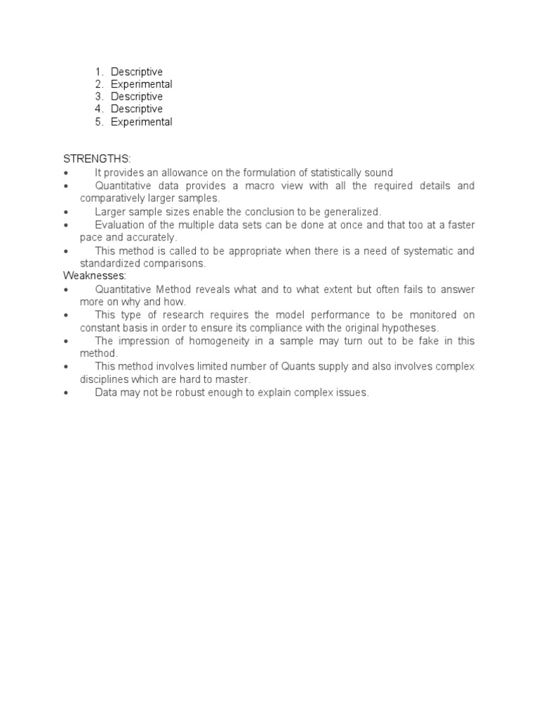 Descriptive 2. Experimental 3. Descriptive 4. Descriptive 5 ...