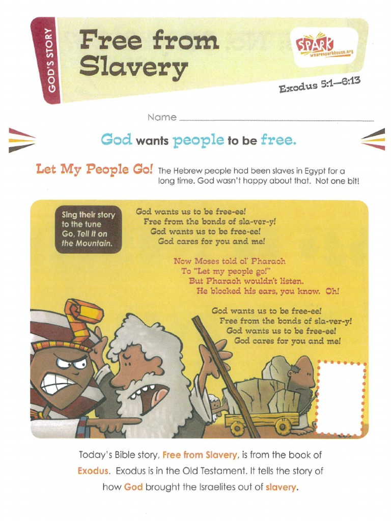 Free From Slavery Sunday School Lesson 10.4.20 | PDF