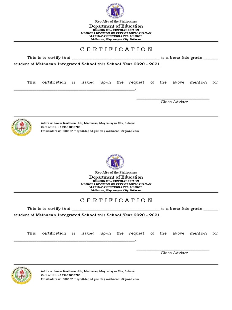 Certificate of Enrollment | PDF | Learning | Behavior Modification