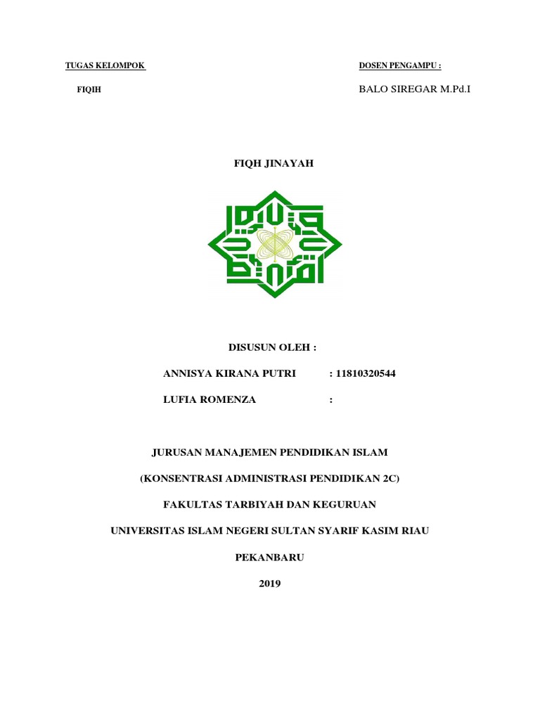 Fiqih Jinayah Kelompok 7 | PDF