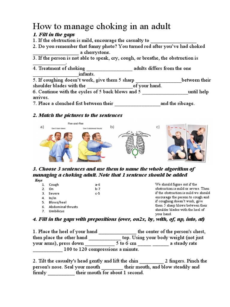 How To Manage Choking in An Adult Exercises | PDF | Cardiopulmonary ...