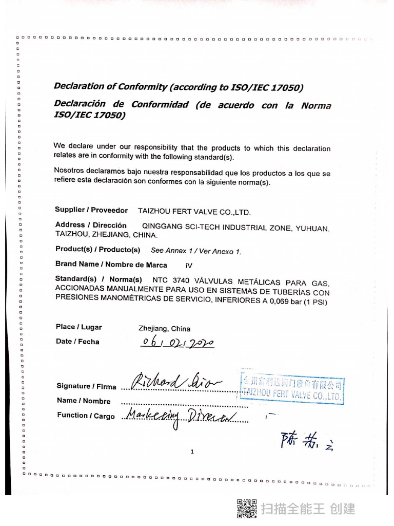 2.1. Declaration of Conformity - Valves-1-2 | PDF