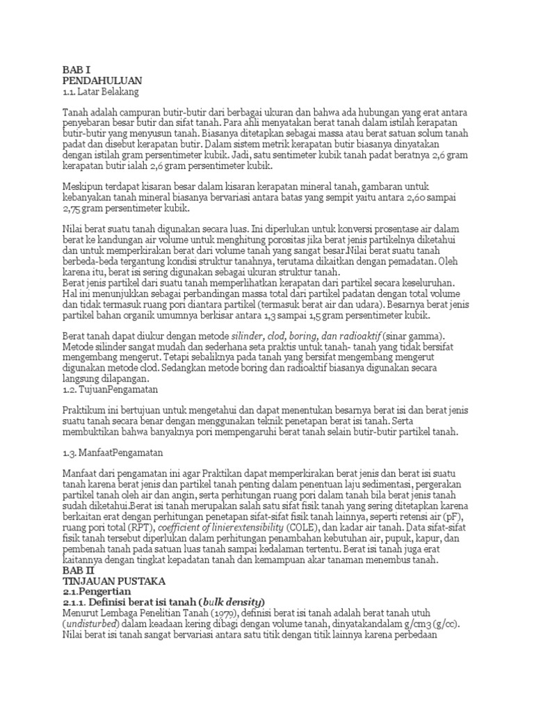 Berat Jenis Tanah Dan Berat Isi Tanah | PDF