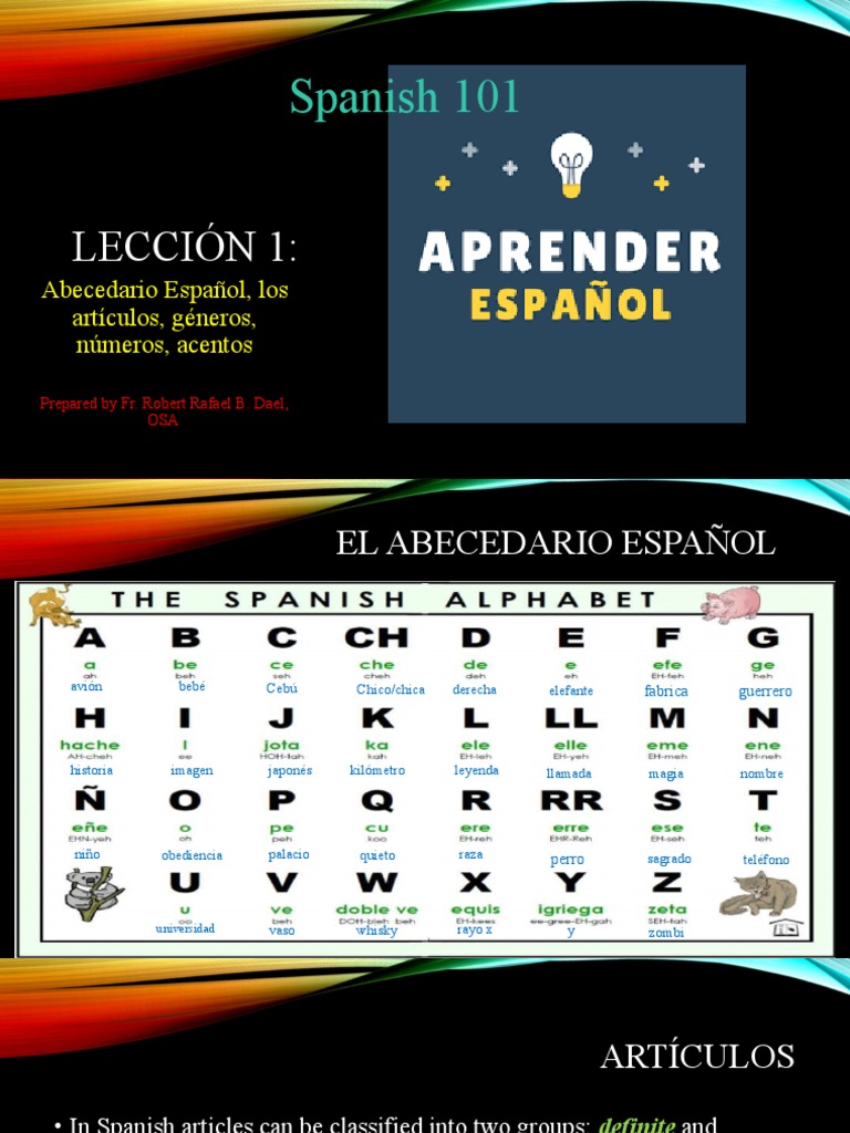 Spanish 101: Lección 1 | PDF | Grammatical Gender | Stress (Linguistics)