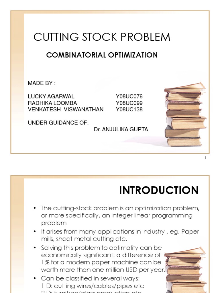 Combinatorial Optimization of Cutting Stock Problem | PDF | Mathematical Concepts | Teaching ...