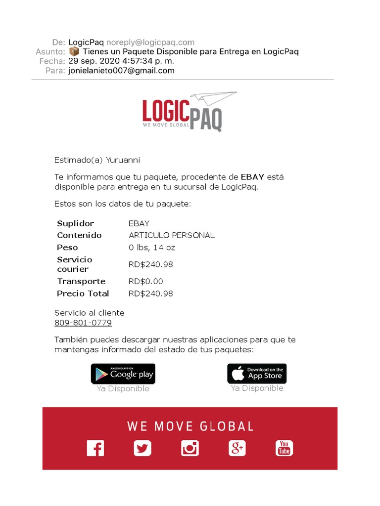 ? Tienes Un Paquete Disponible para Entrega en LogicPaq PDF | PDF