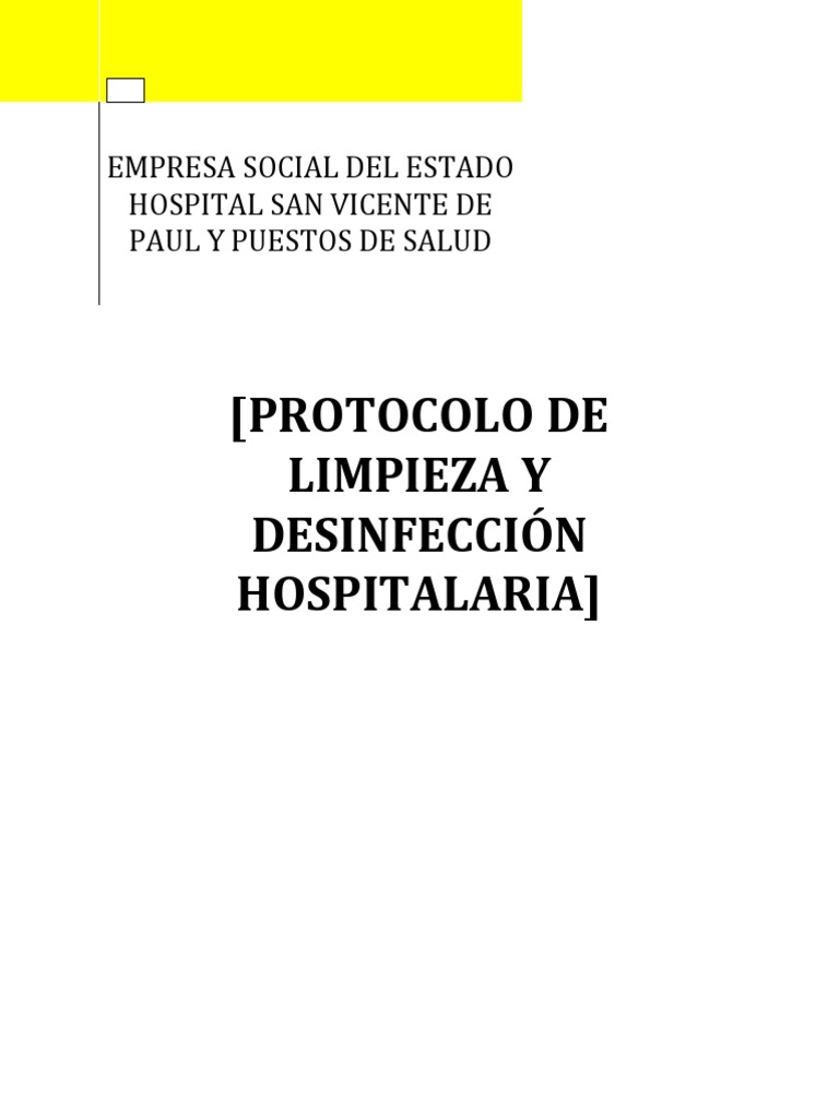 Protocolo Limpieza y Desinfección Hospitalaria 2 | PDF | Lavado de manos | Química