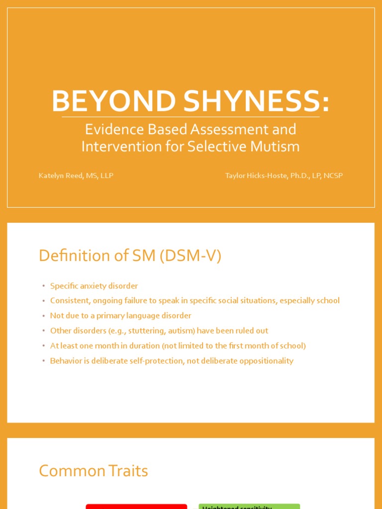 Selective Mutism Assessment and Tools | PDF | Anxiety Disorder ...