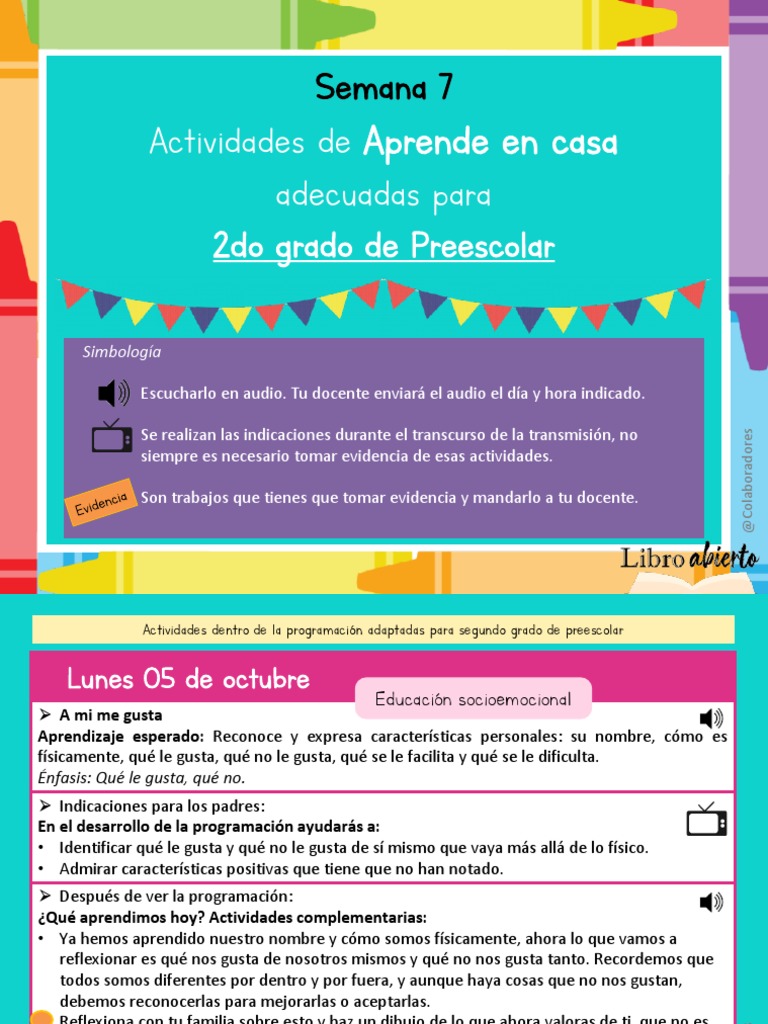 7 Semana Aprende en Casa 2do Preescolar PDF | PDF | Educación de la ...