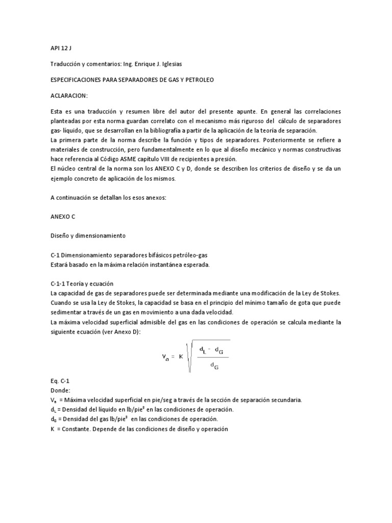 Api 12 J PDF | PDF | Gases | Líquidos