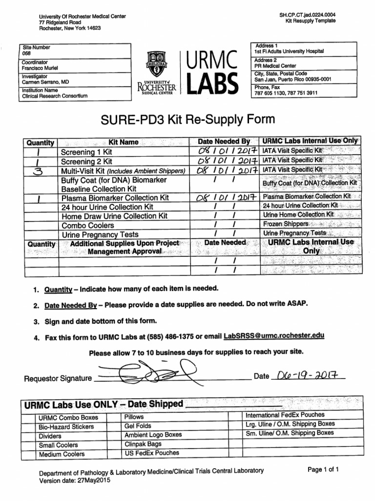 Kit Re-Supply Form PDF | PDF