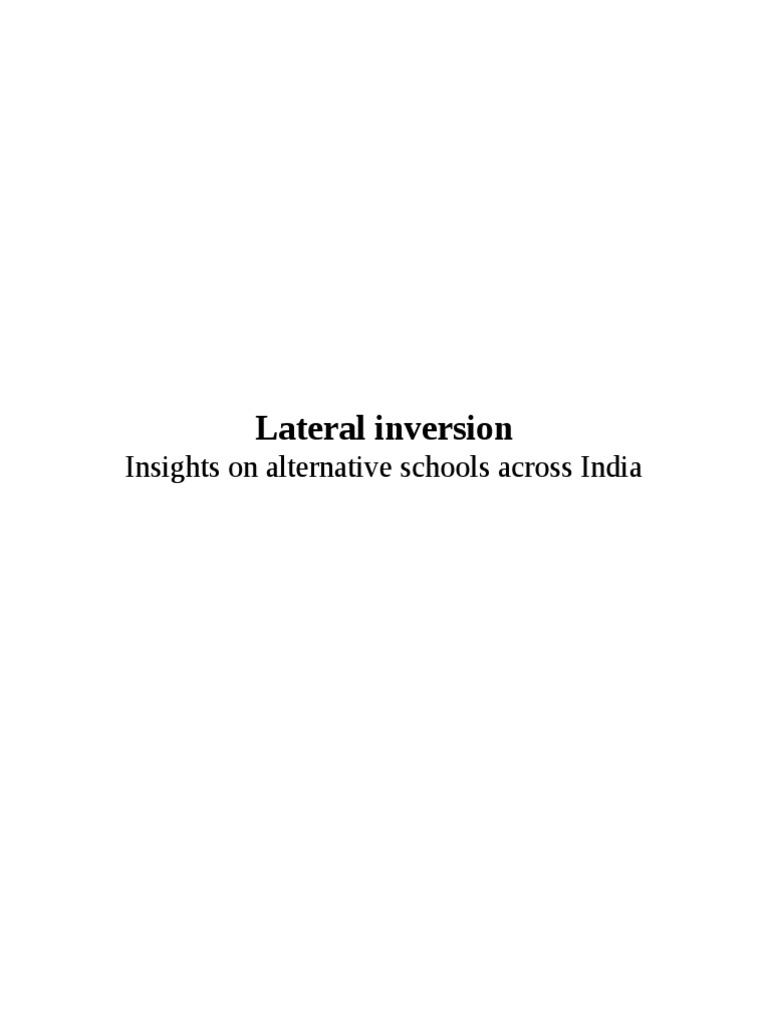 Lateral Inversion: Insights On Alternative Schools Across India | PDF ...