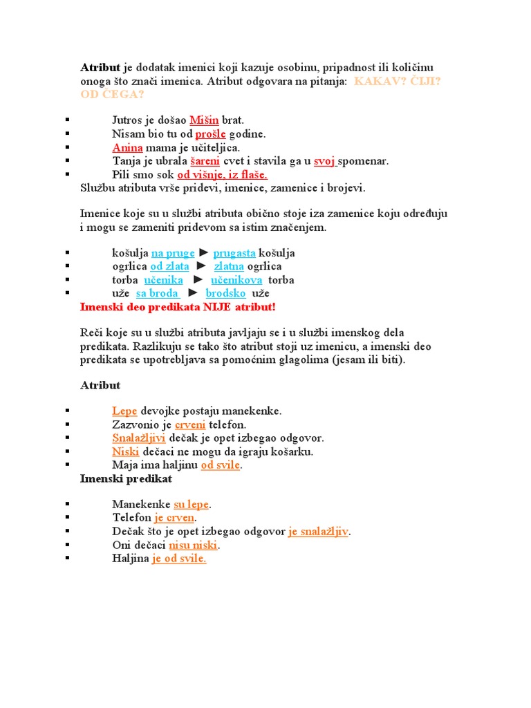 Atribut I Objekat, Definicije | PDF