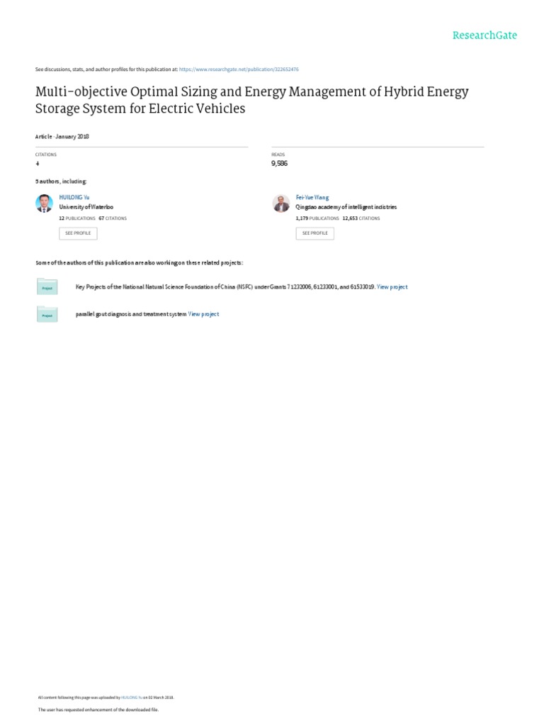 Multi-Objective Optimal Sizing and Energy Manageme | PDF | Electric ...