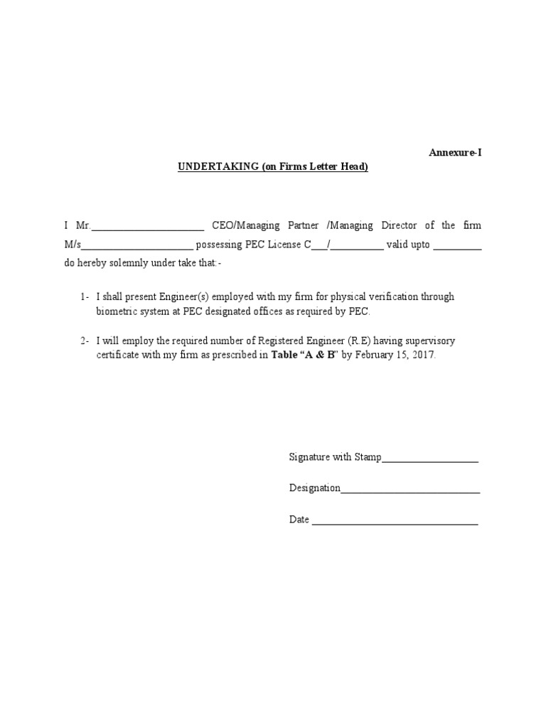 Undertaking For C-4 To C-A | Download Free PDF | Government ...