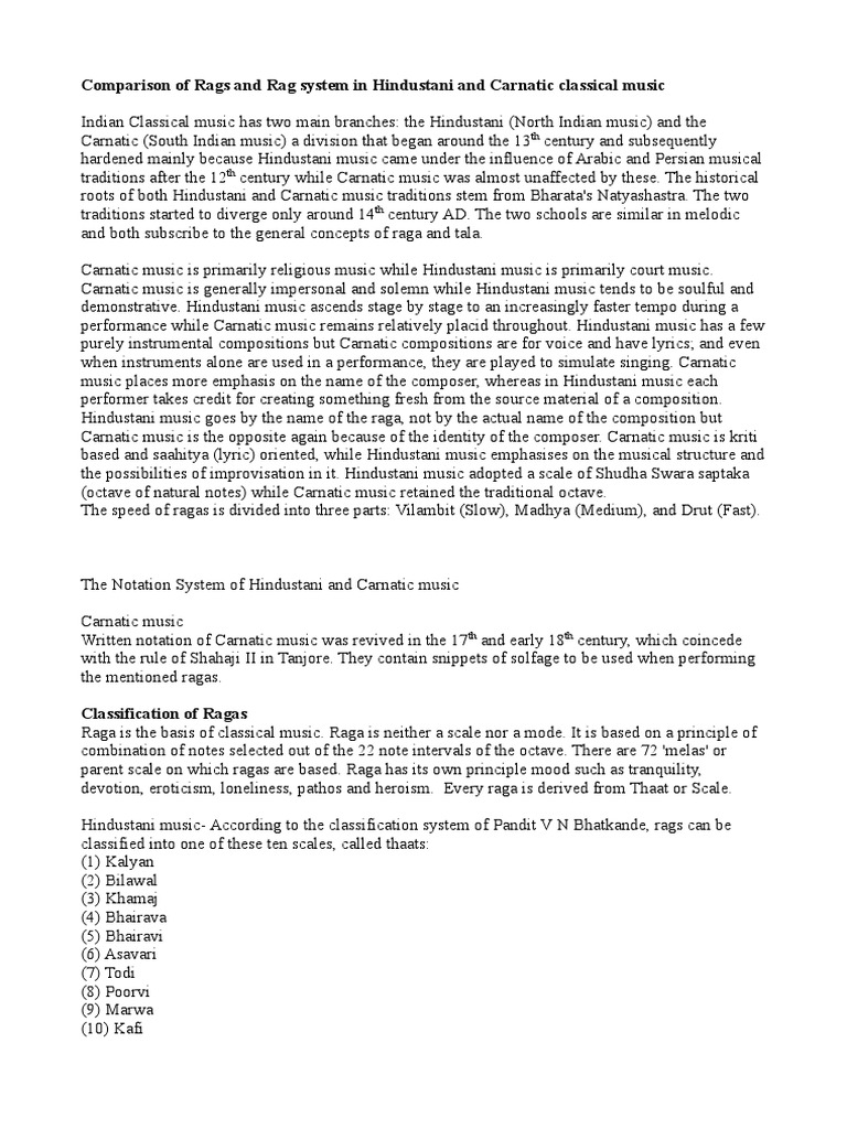 Comparing the Raga Systems of Hindustani and Carnatic Classical Music ...