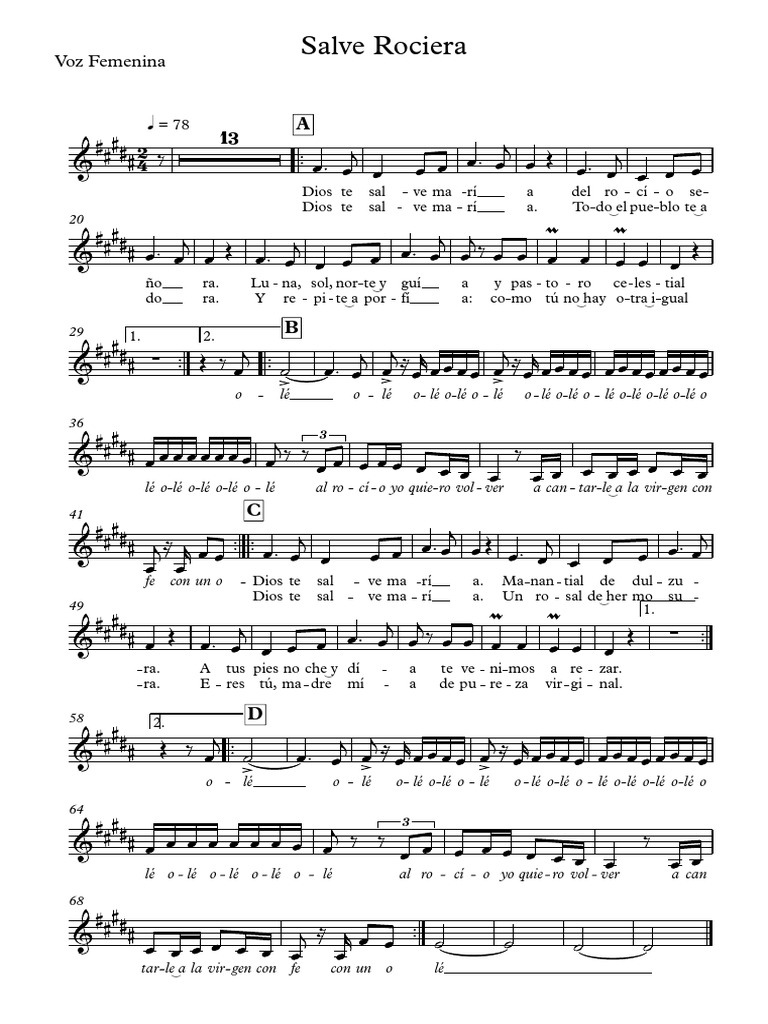 Salve Rociera Voz Femenina | PDF
