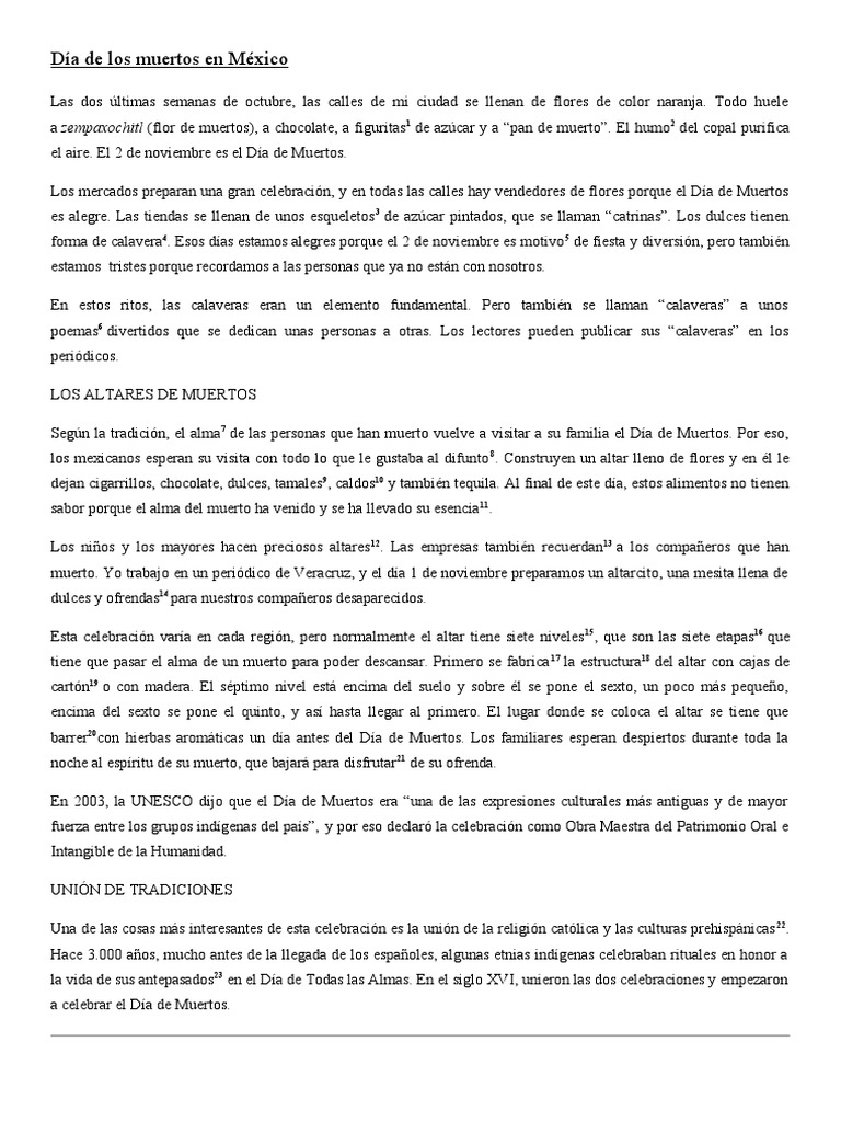 Día de Muertos: Tradiciones y Altares en México | PDF | Alimentos ...