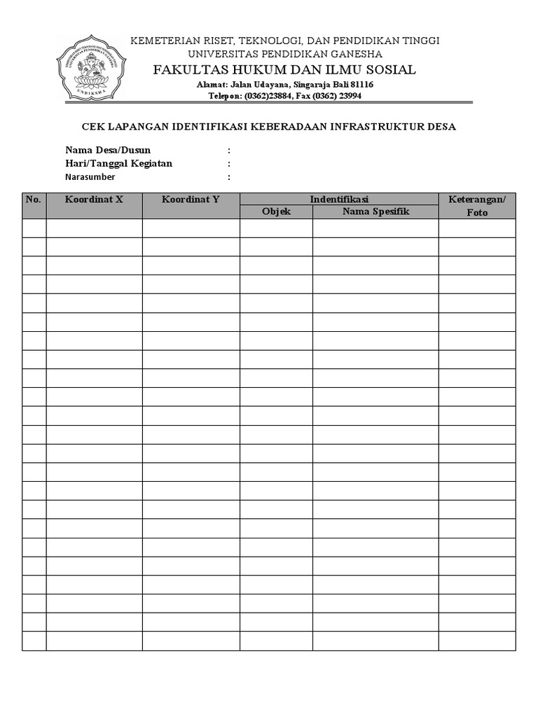 Form Cek Lapangan | PDF