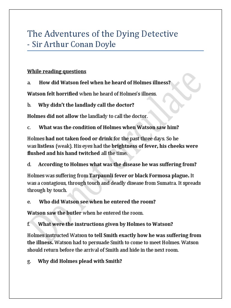The Adventures of The Dying Detective | PDF | Sherlock Holmes | Dr. Watson