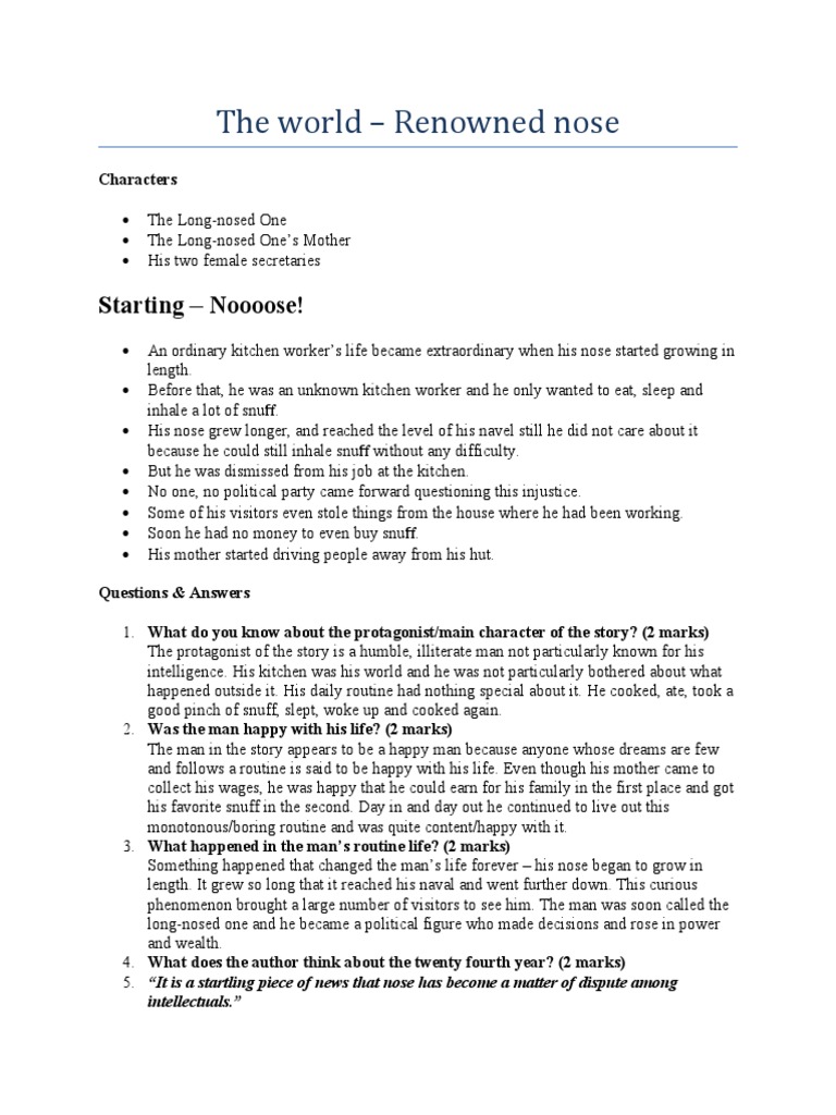 The World Renowned Nose | PDF