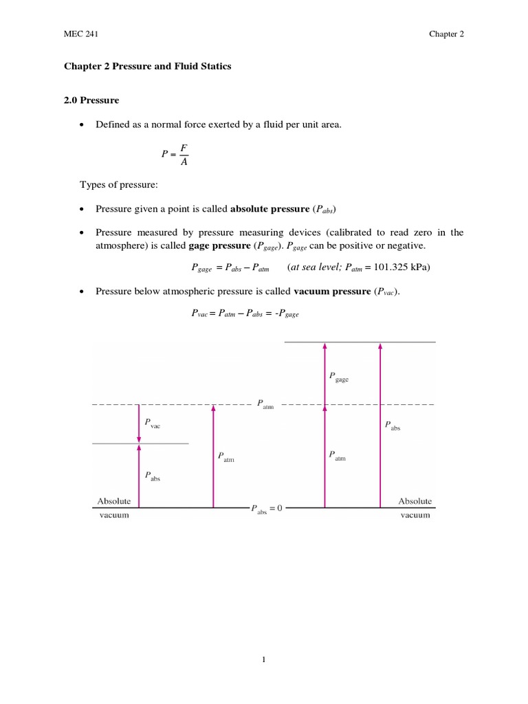 Chapter 2 Pressure and Fluid Statics: P 101.325 Kpa) | PDF | Buoyancy | Pressure Measurement