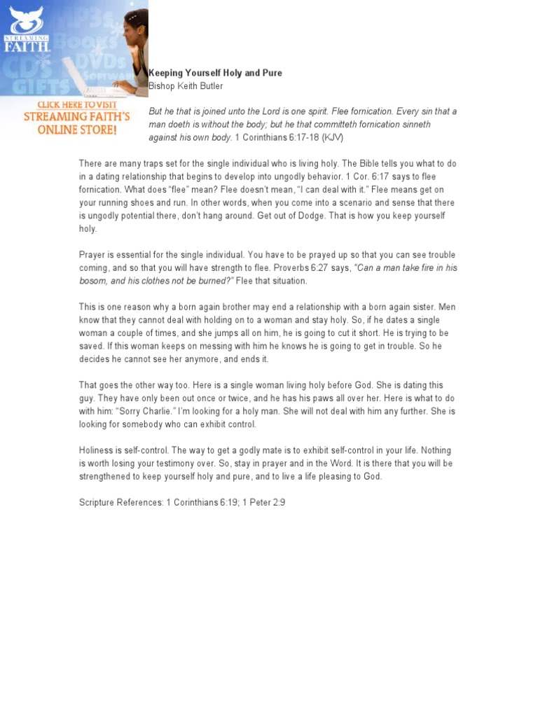Keeping Yourself Holy and Pure | PDF