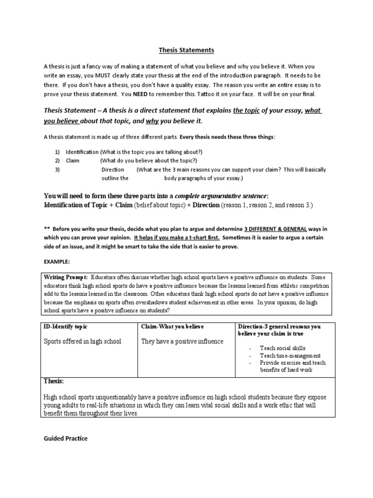 Topic Sentences and Evidence-Lesson | PDF | Essays | Reason