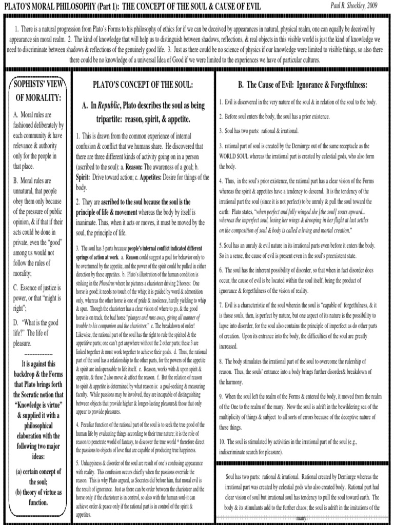Chart of Plato Moral Philosophy Part 1 .CWK | PDF | Reason | Soul