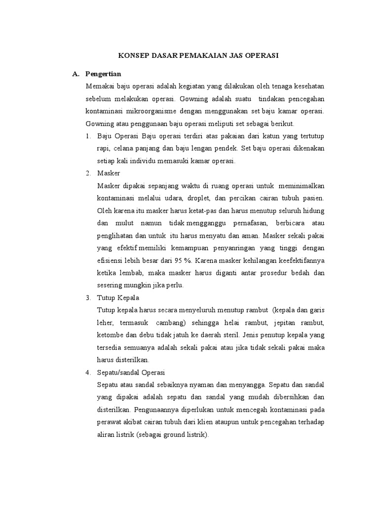 Konsep Dasar & Checklist Memasang Jas Operasi | PDF