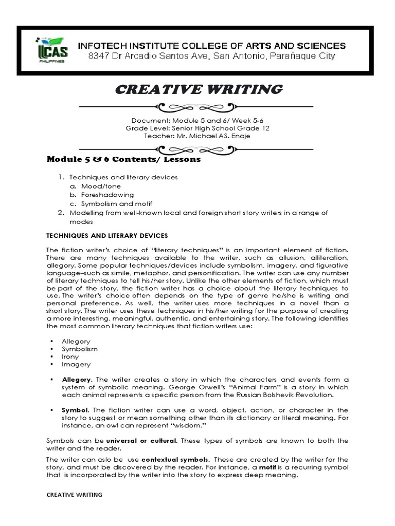 Creative Writing Techniques | PDF | Writers | Archetype