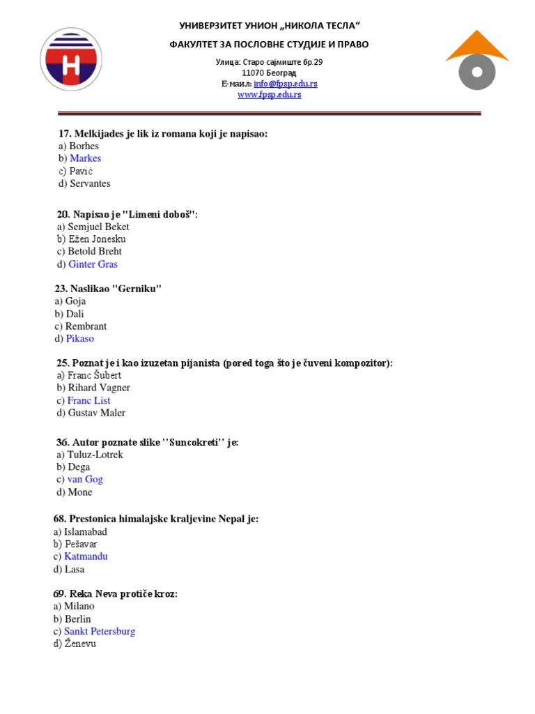 Pitanja Prosejano | PDF