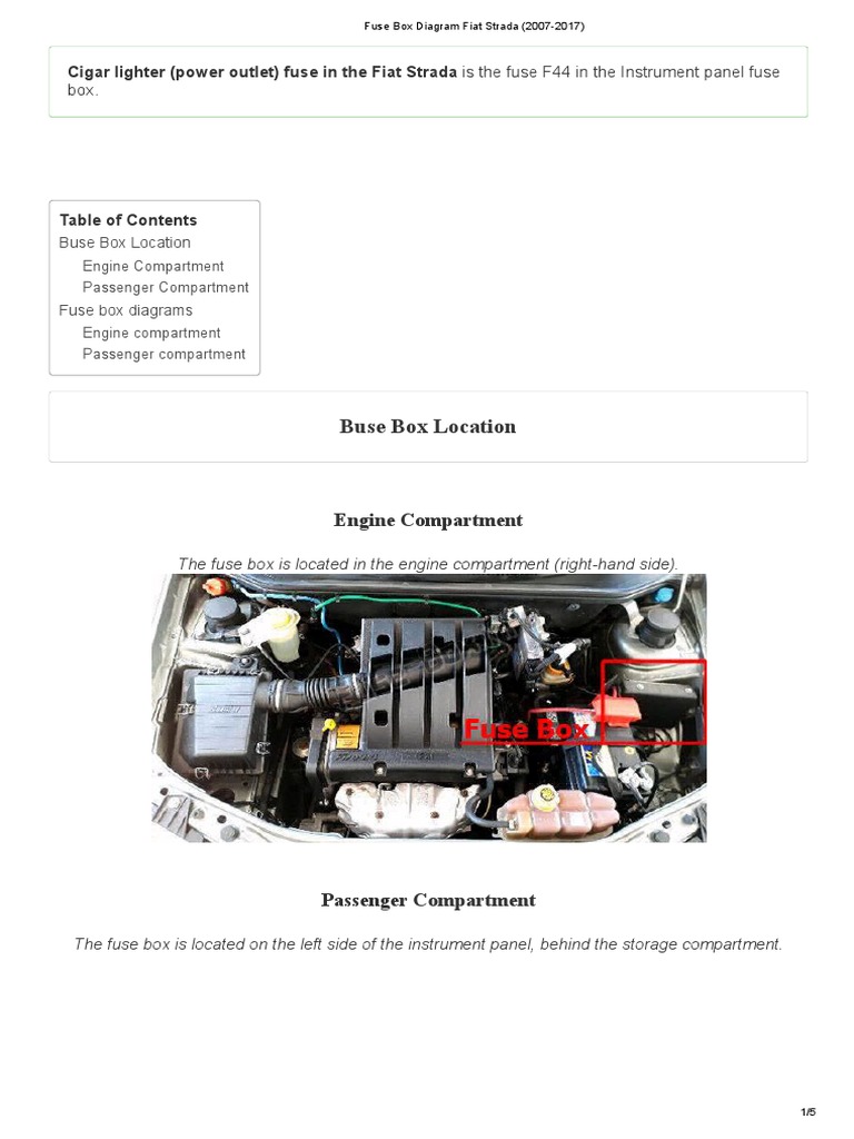 Fuse Box Diagram Fiat Strada 2007 2017 Pdf Pdf Fuse Electrical