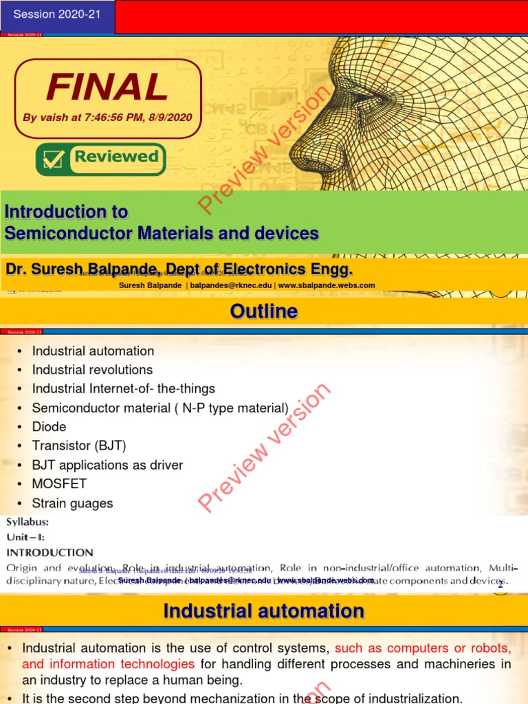 Introduction Semi Materials Devices MED 2019-20 | PDF | Bipolar Junction Transistor | Doping ...