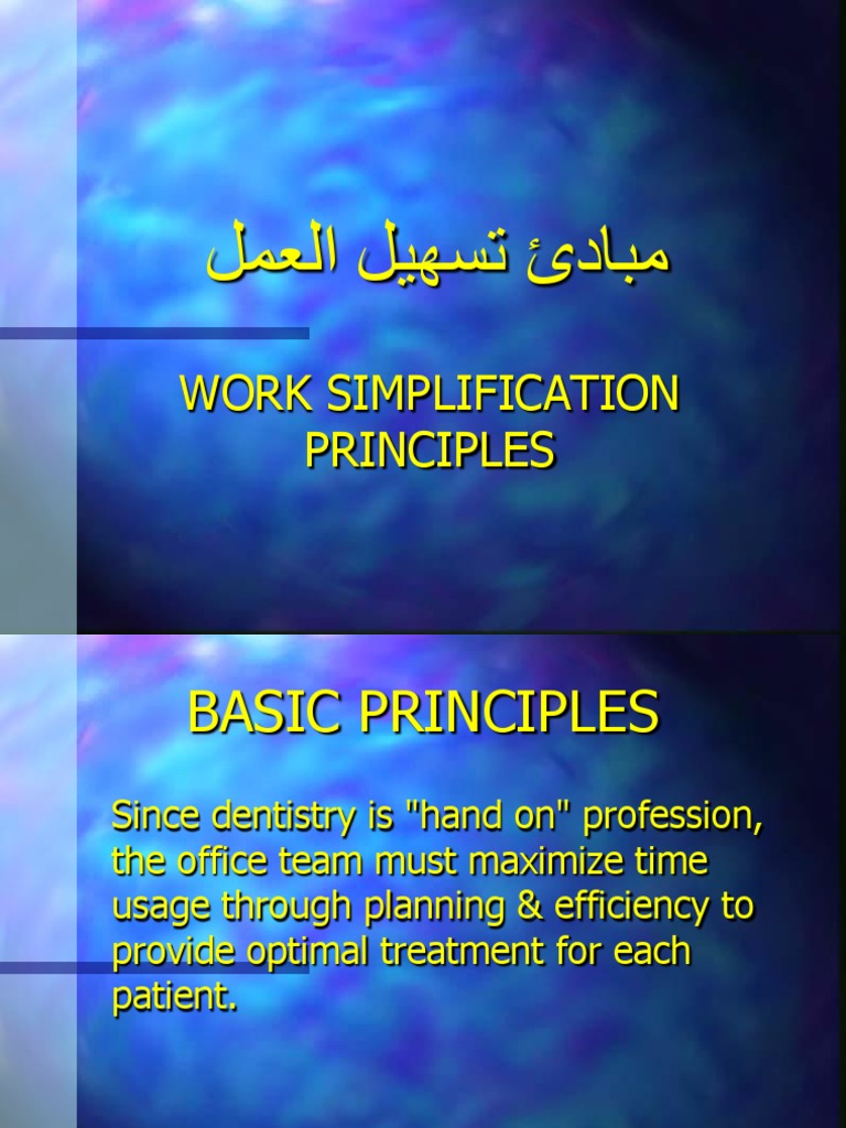 Work Simplification Principles PDF | PDF | Chair | Dentistry