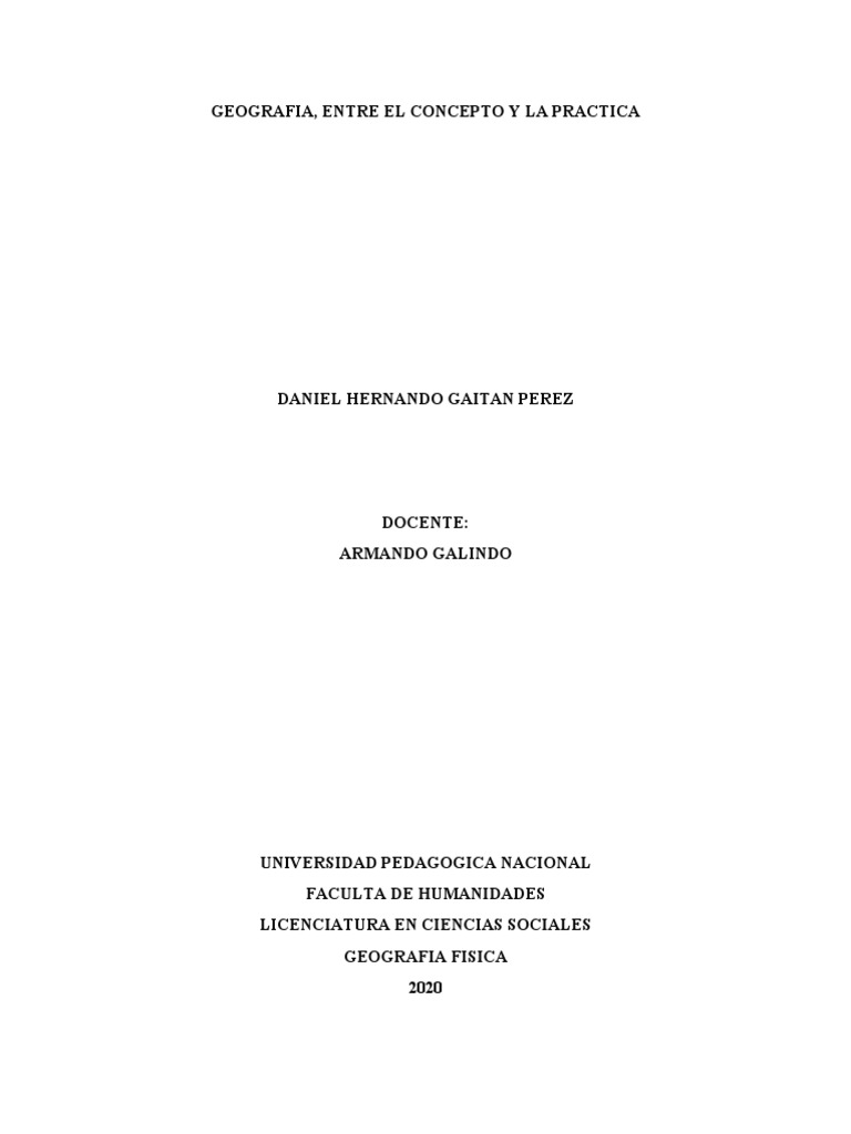 Ensayo Geografía Física Daniel Gaitan | PDF | Geografía | Geografía Física