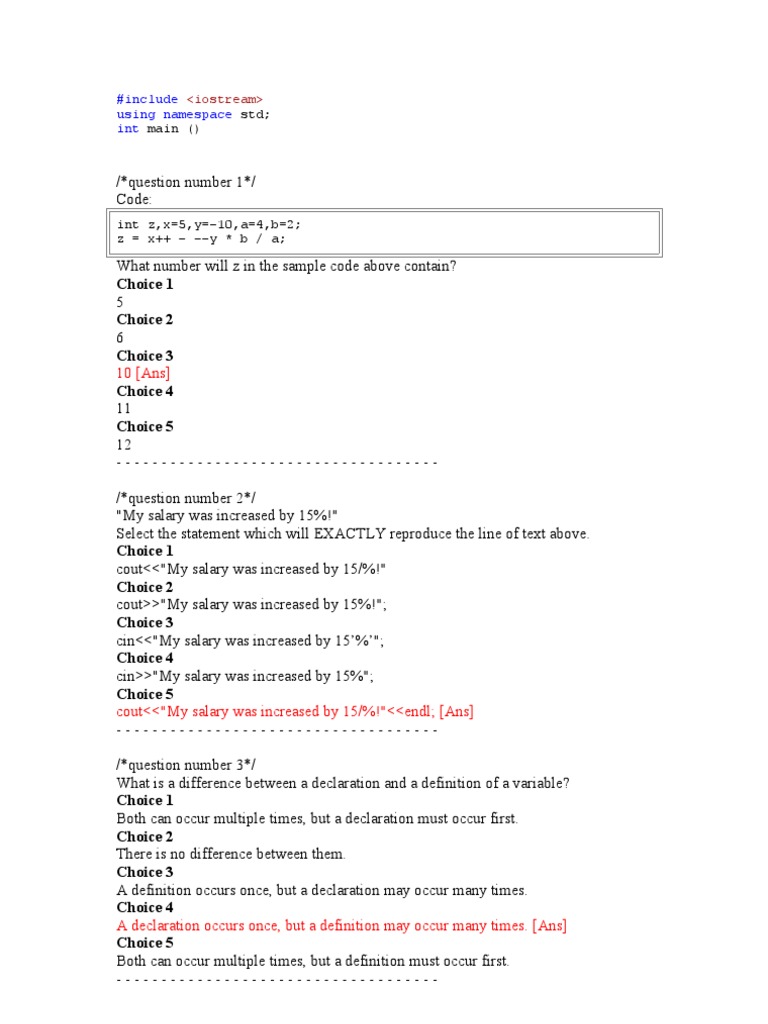 Question Number 1 | PDF | Variable (Computer Science) | Integer ...